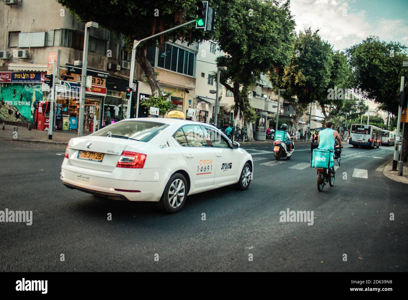 Tel Aviv Israel October 13, 2020 View of an traditional Israeli taxi ...