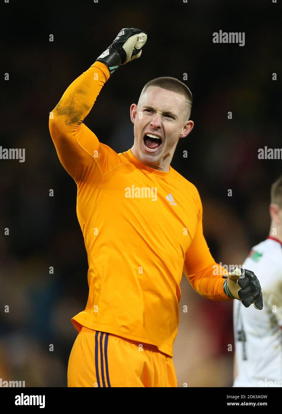 Sheffield United goalkeeper Dean Henderson celebrates after the game ...
