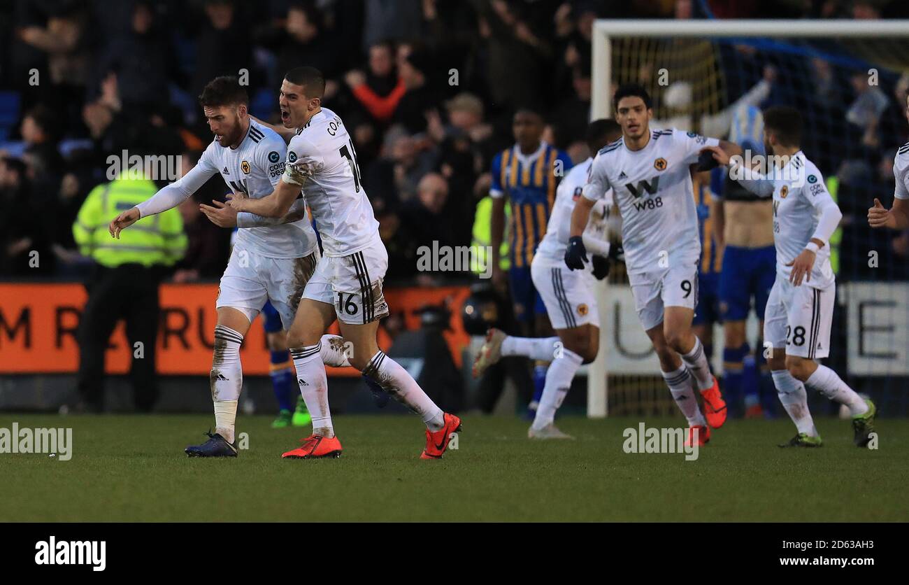 Wolverhampton Wanderers' Matt Docherty celebrates scoring in injury ...