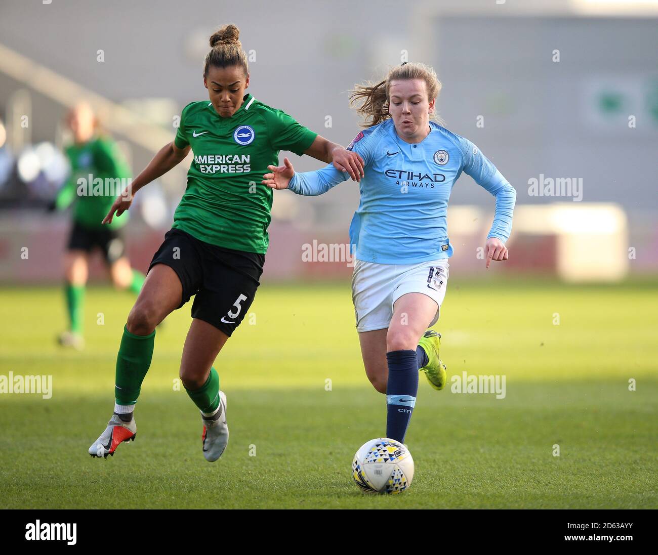 Manchester City's Lauren Hemp (right) and Brighton and Hove Albion's ...