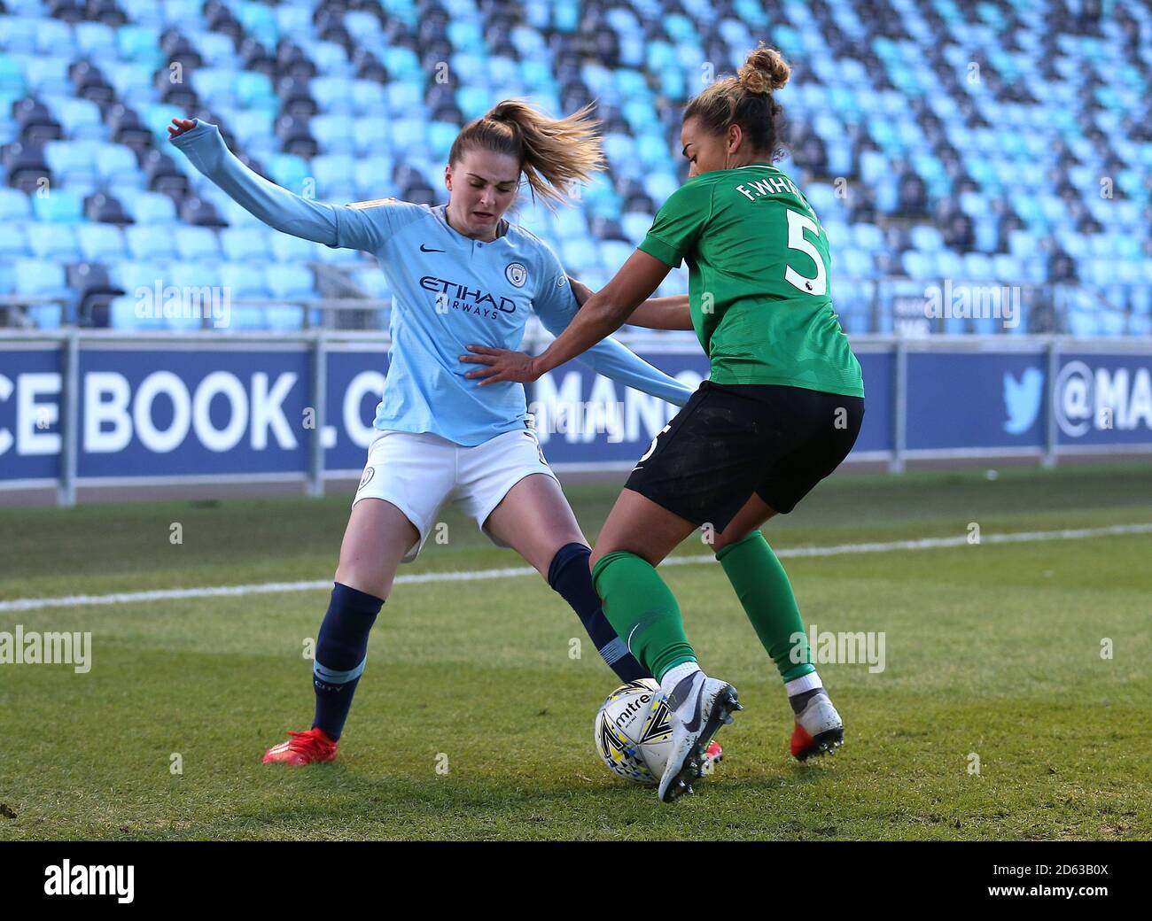Manchester City's Melissa Lawley (left) and Brighton and Hove Albion's ...