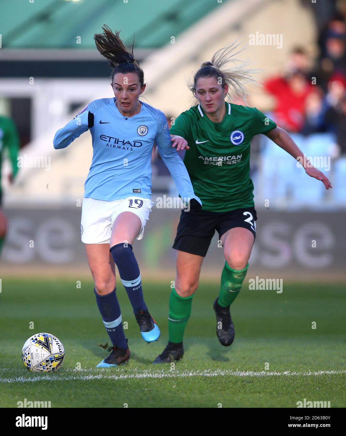 Manchester City's Caroline Weir (left) and Brighton and Hove Albion's ...