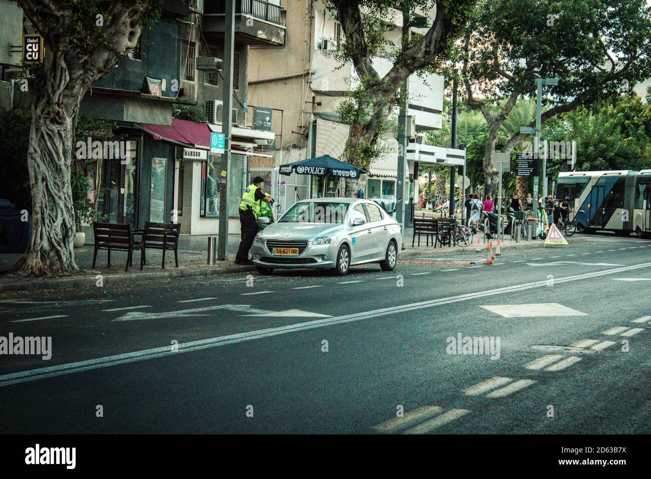 Tel Aviv Israel October 13, 2020 View of an Israeli National Police ...