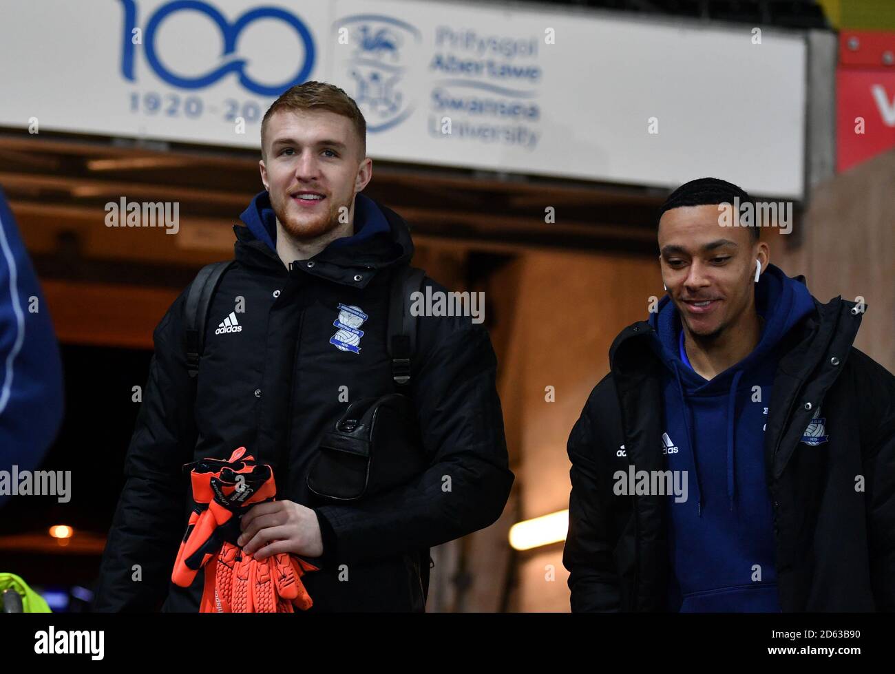 Birmingham City goalkeeper Connal Trueman (left) and Josh Dacres-Cogley ...