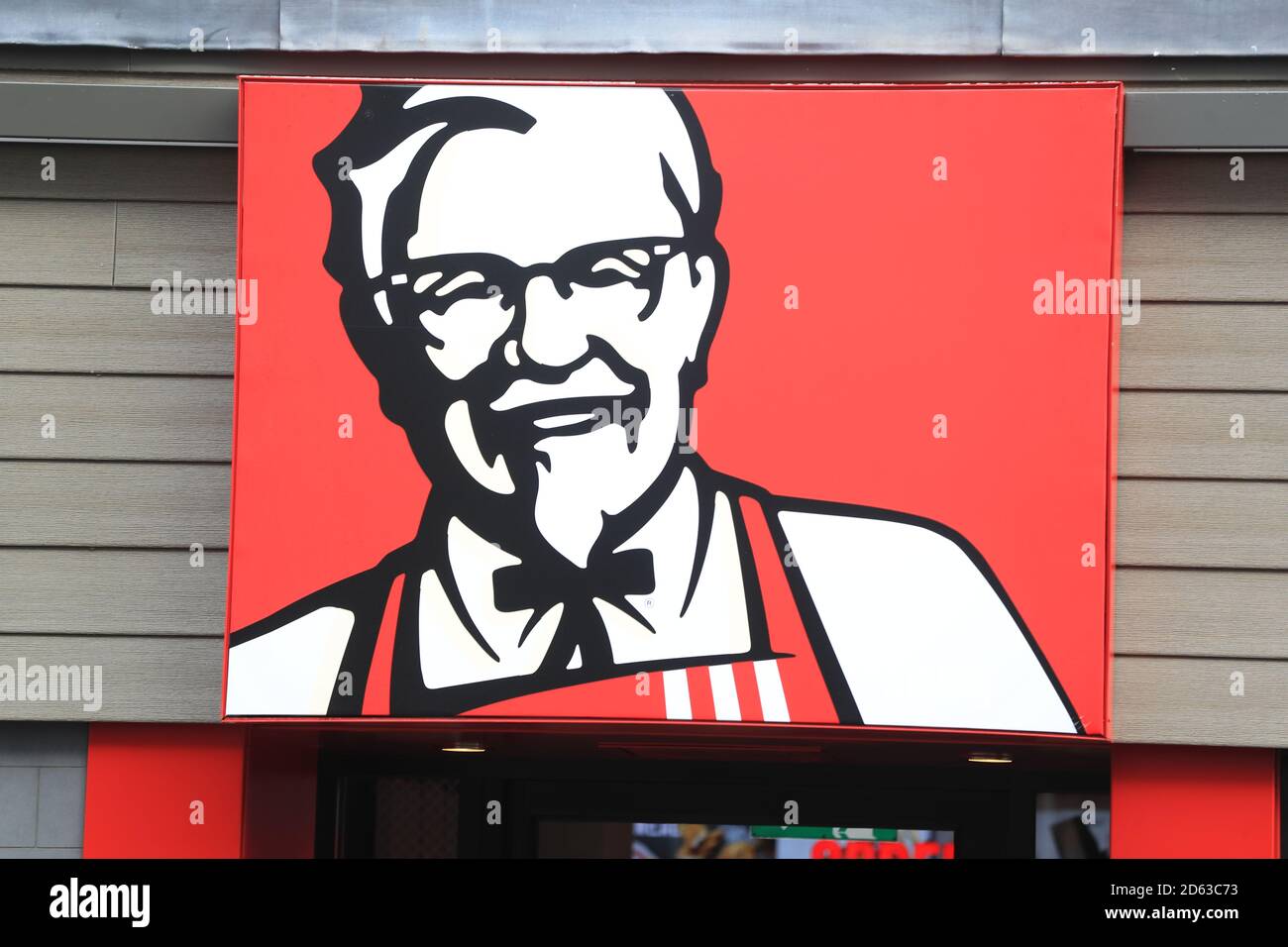 A view of a sign for a KFC fast food restaurant in London Stock Photo ...