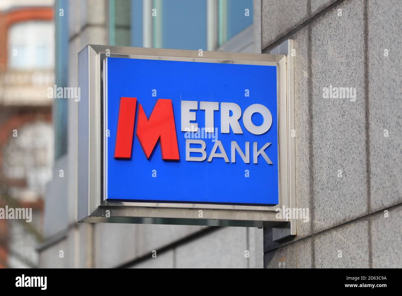 A view of a sign for a Metro Bank in London Stock Photo - Alamy