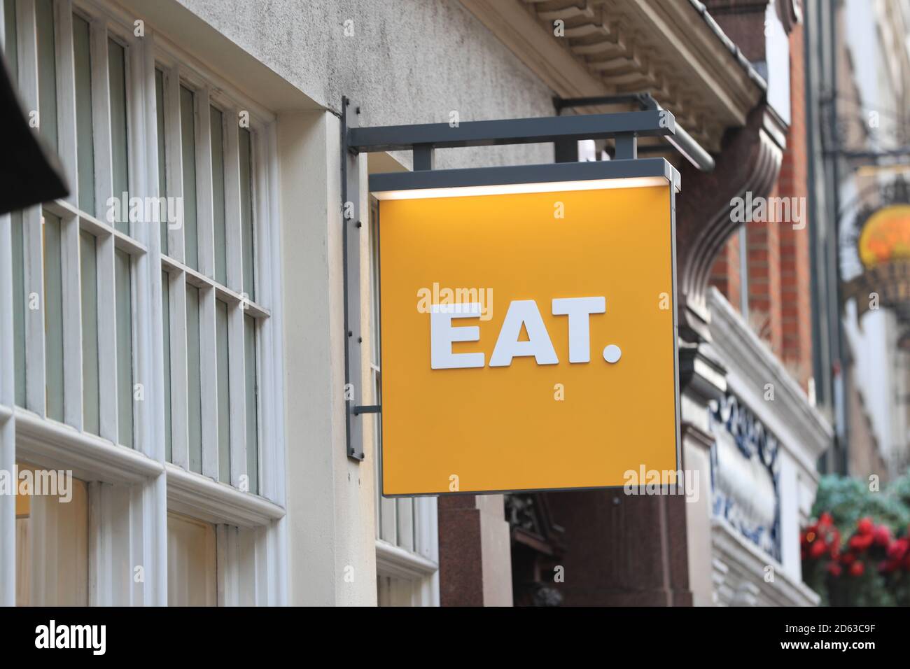 A view of a sign for an EAT. sandwich shop in London Stock Photo - Alamy