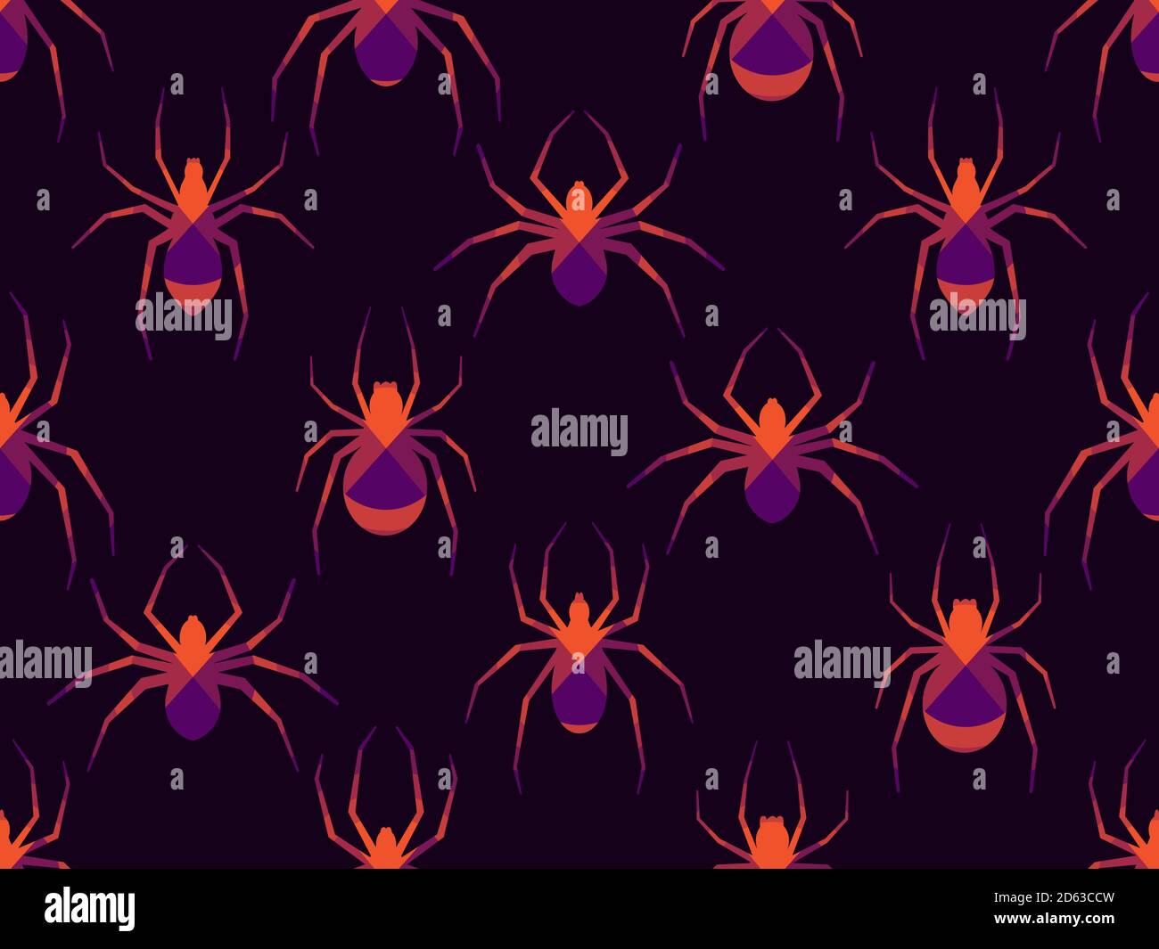 Spiders seamless pattern of different colors. Halloween background with ...