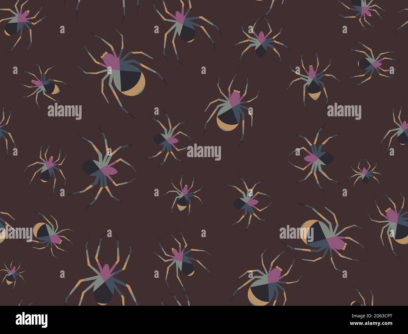 Spiders seamless pattern of different colors. Halloween background with ...