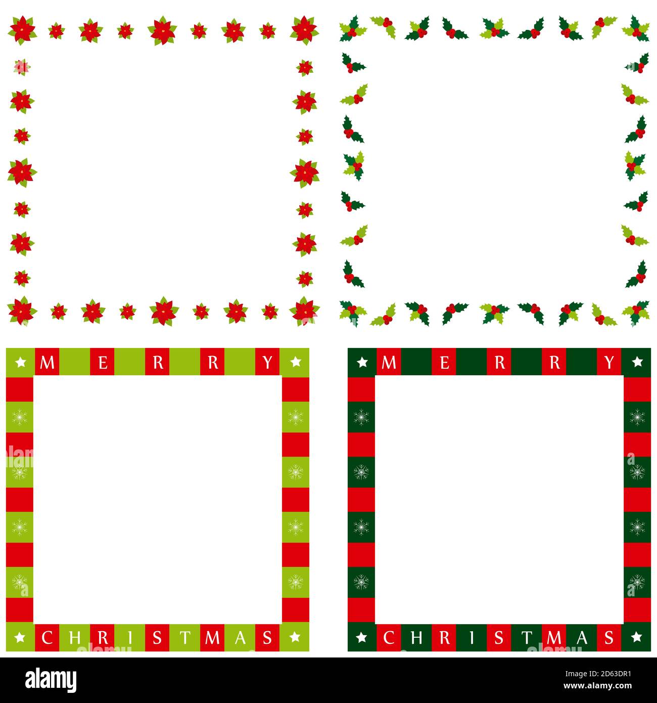 Set of Christmas frames and border Stock Photo - Alamy