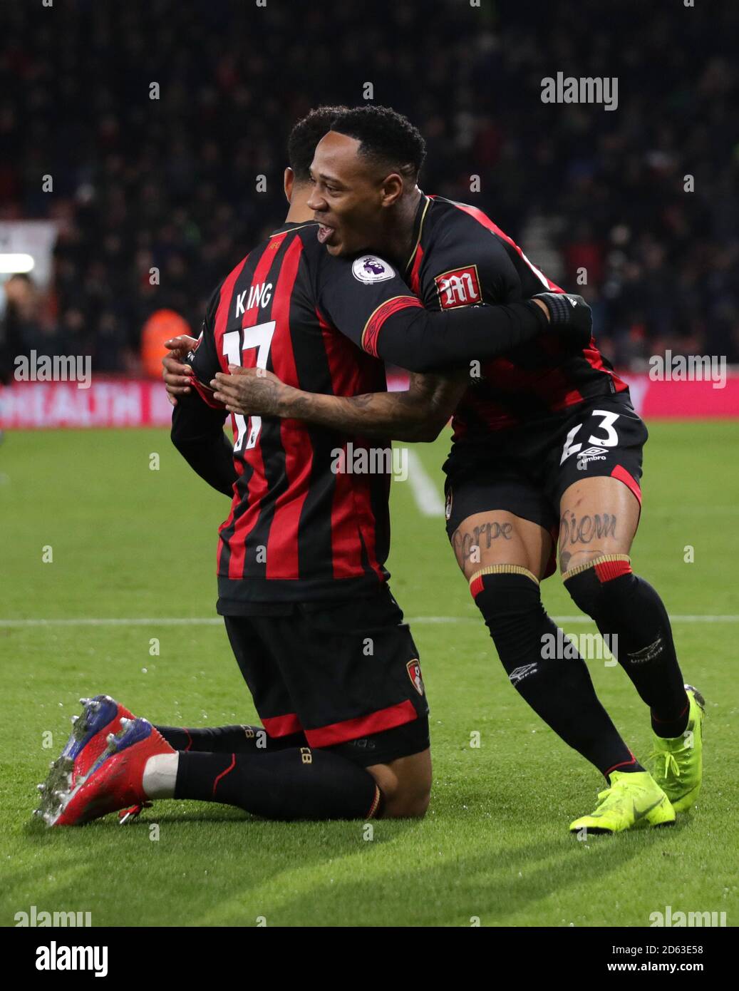 Bournemouth's Joshua King (left) and Bournemouth's Nathaniel Clyne ...