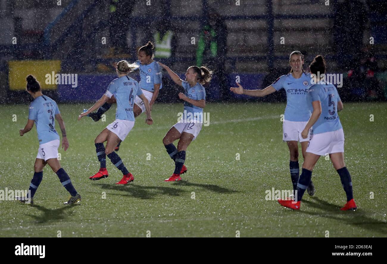 Manchester City's Nikita Paris (centre) celebrates scoring the first ...