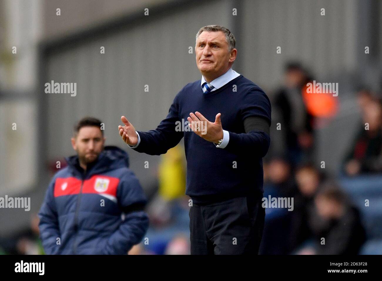 Blackburn Rovers manager Tony Mowbray reacts on the touchline Stock ...