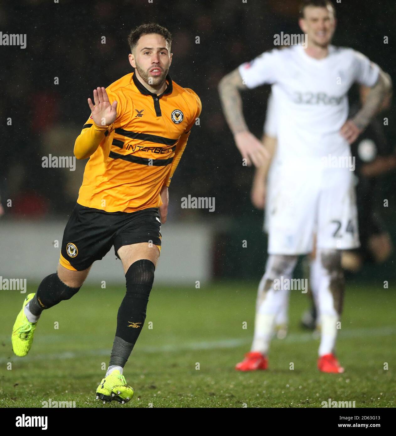 Newport County's Robbie Willmott celebrates scoring the opening goal ...