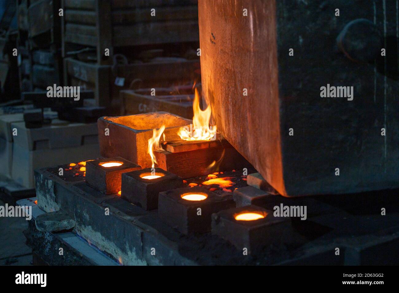 the chill mold cools down after pouring liquid steel Stock Photo - Alamy