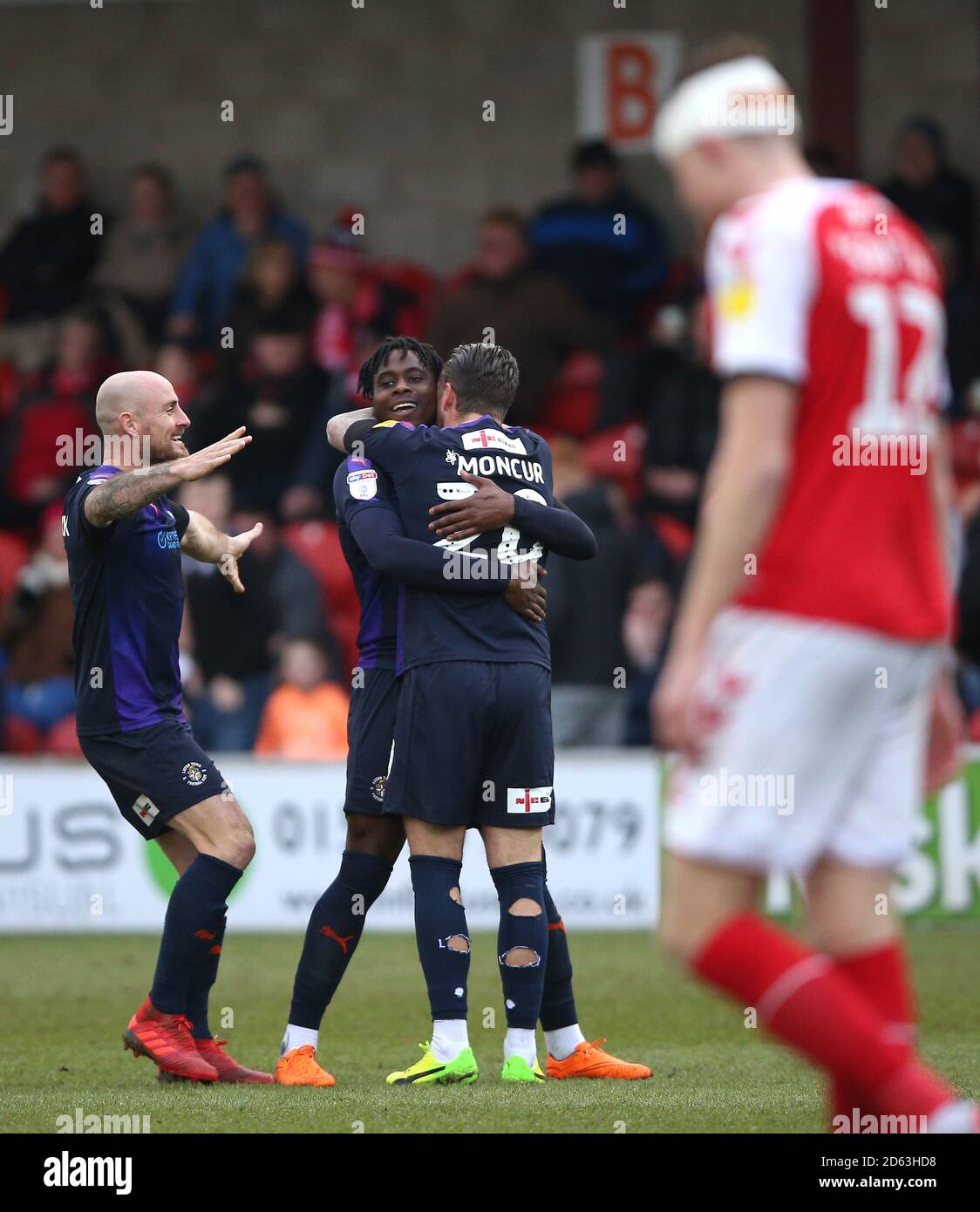 Luton towns pelly ruddock second left celebrates scoring hi-res stock ...