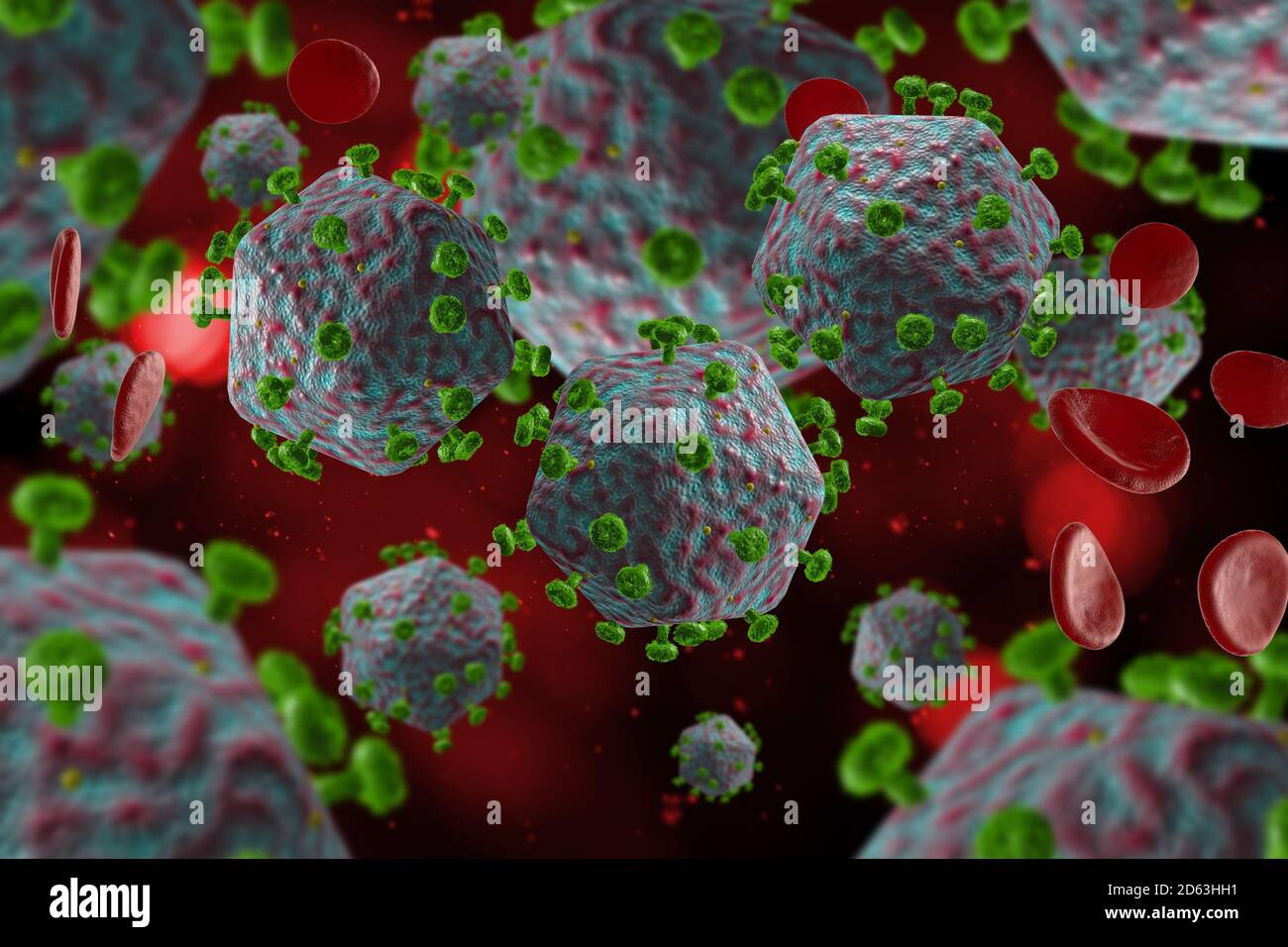 HIV Aids virus cells for medical science background 3D illustration ...