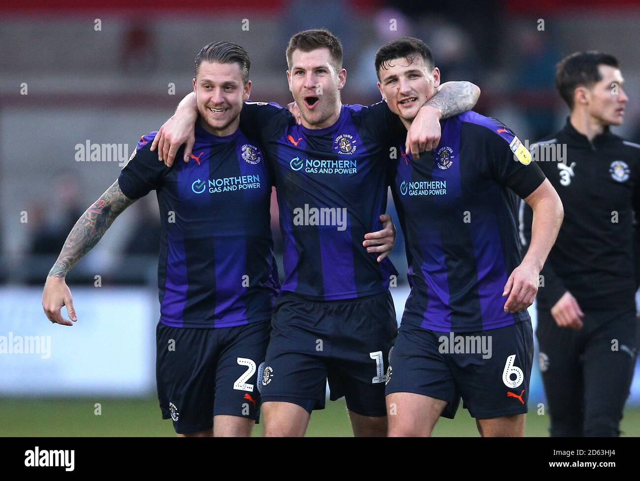 Luton Town's George Moncur (left), James Collins (centre) and Matty ...