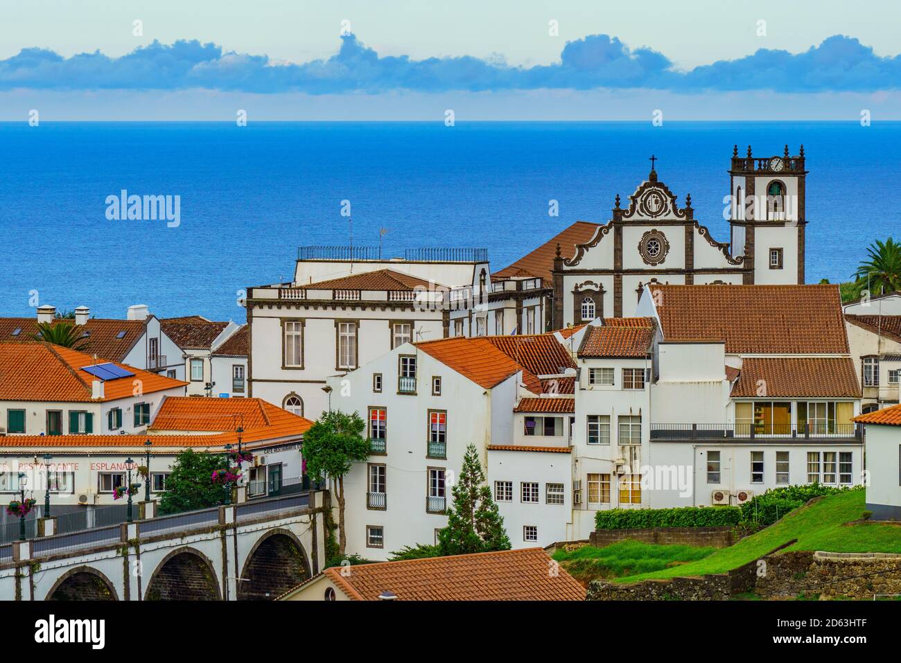 Panorama view of Nordeste on Sao Miguel Island, Azores. Old stone arch ...