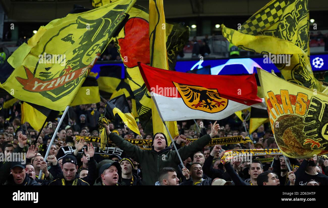 Borussia Dortmund fans ahead of the match Stock Photo - Alamy