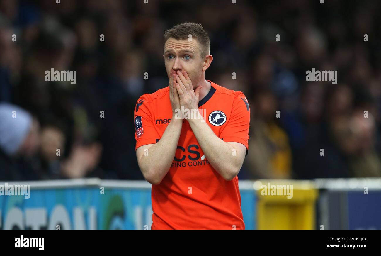 Millwall's Shane Ferguson reacts after a decision Stock Photo - Alamy