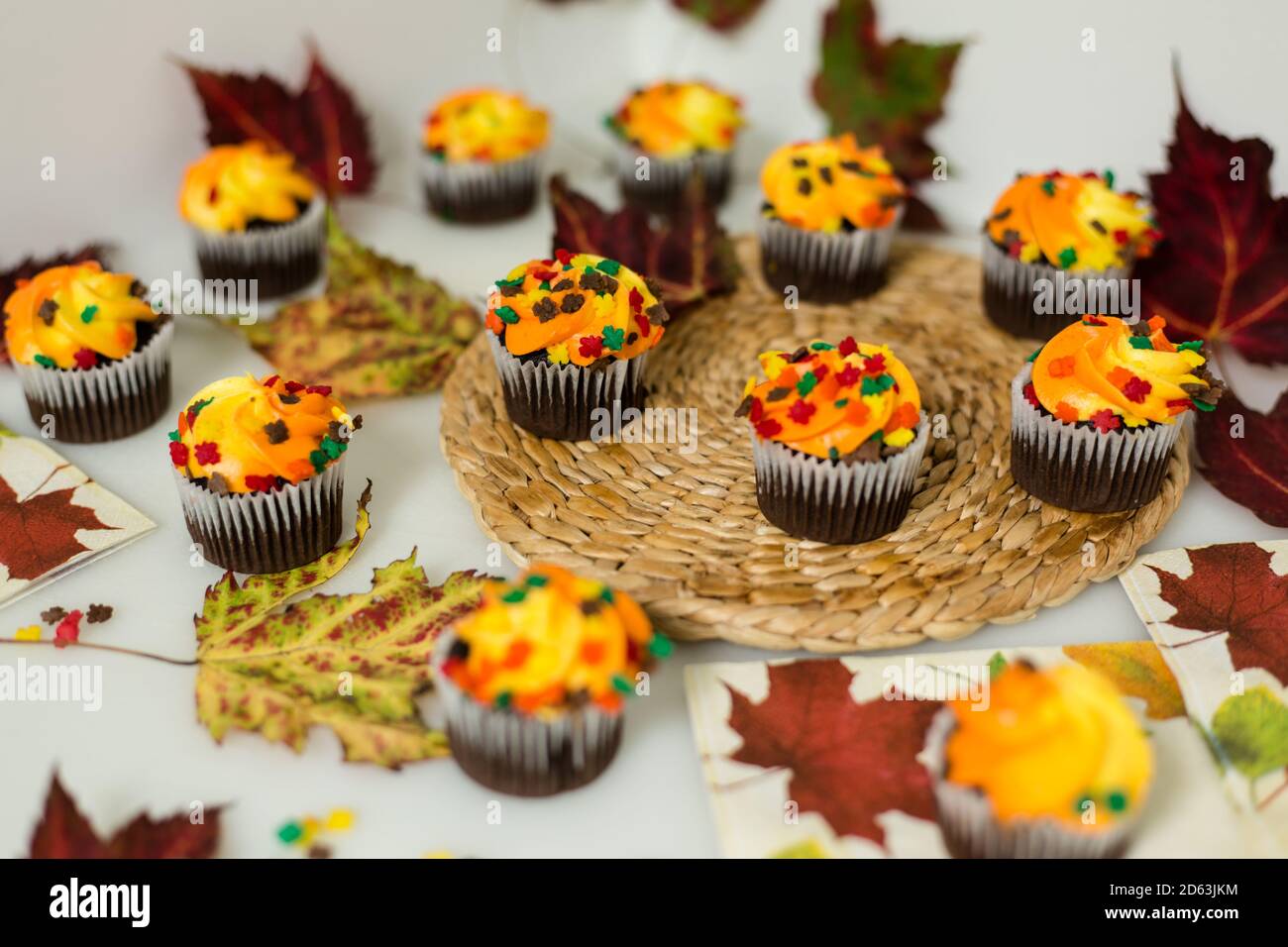 Cupcake with maple leaf sprinkles hi-res stock photography and images ...