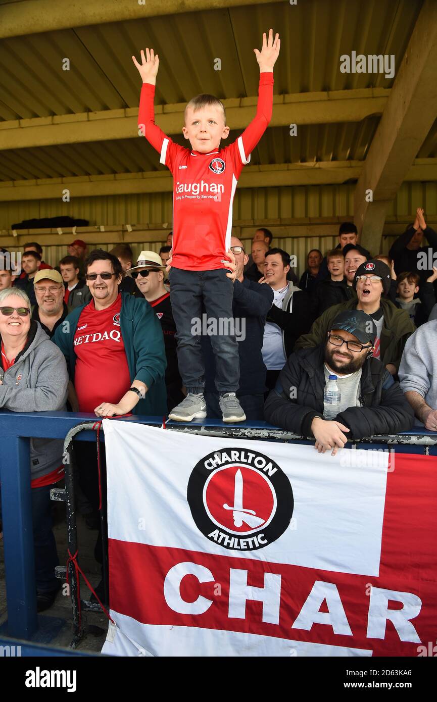 Charlton fans show their support from the stands Stock Photo - Alamy
