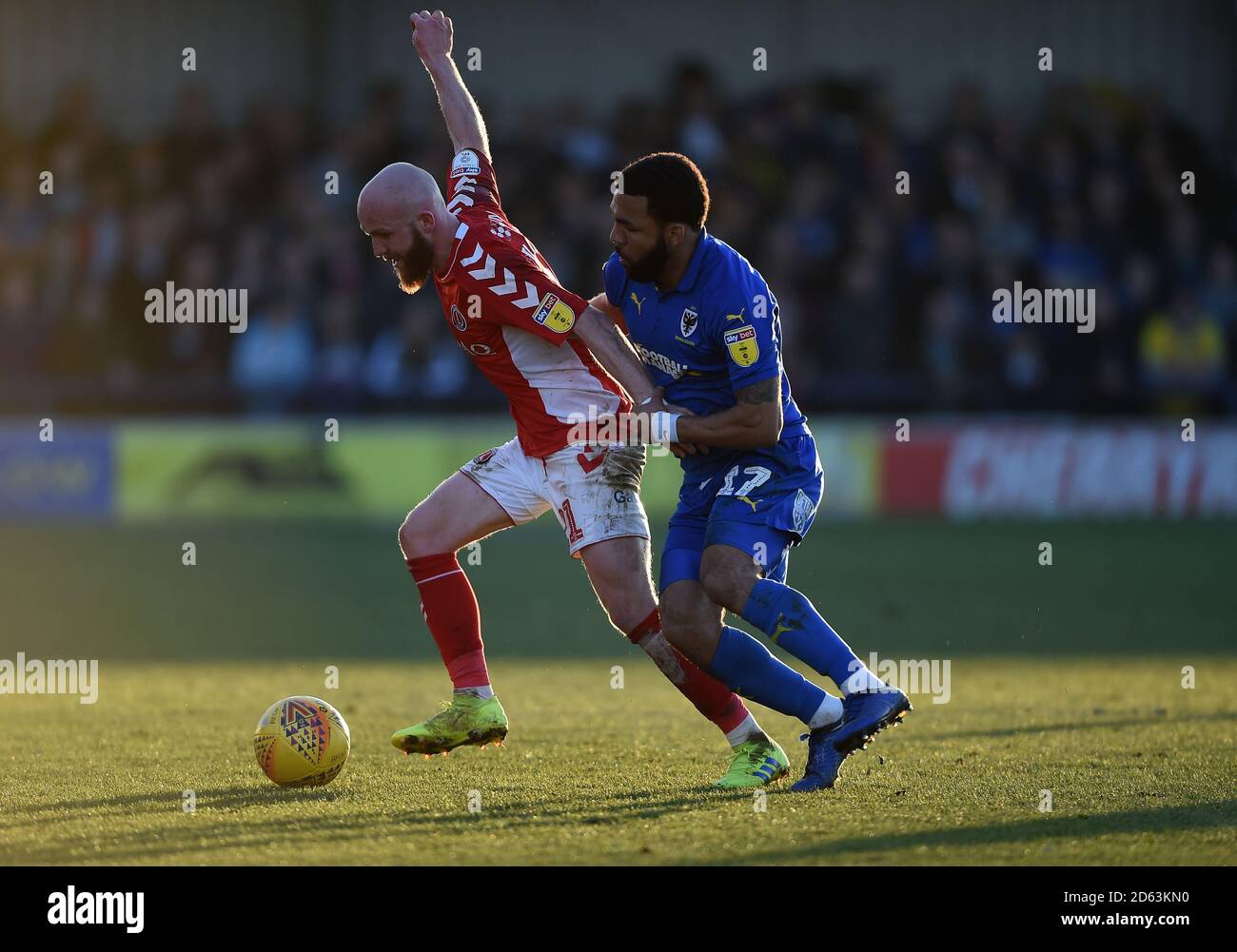 Charlton Athletic's Johnny Williams and AFC Wimbledon's Andy Barcham ...