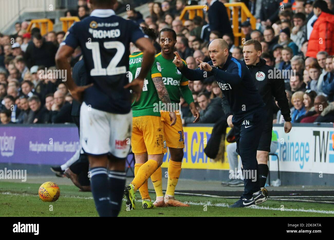 (left to right) Preston's manger Alex Neil gives instructions during ...