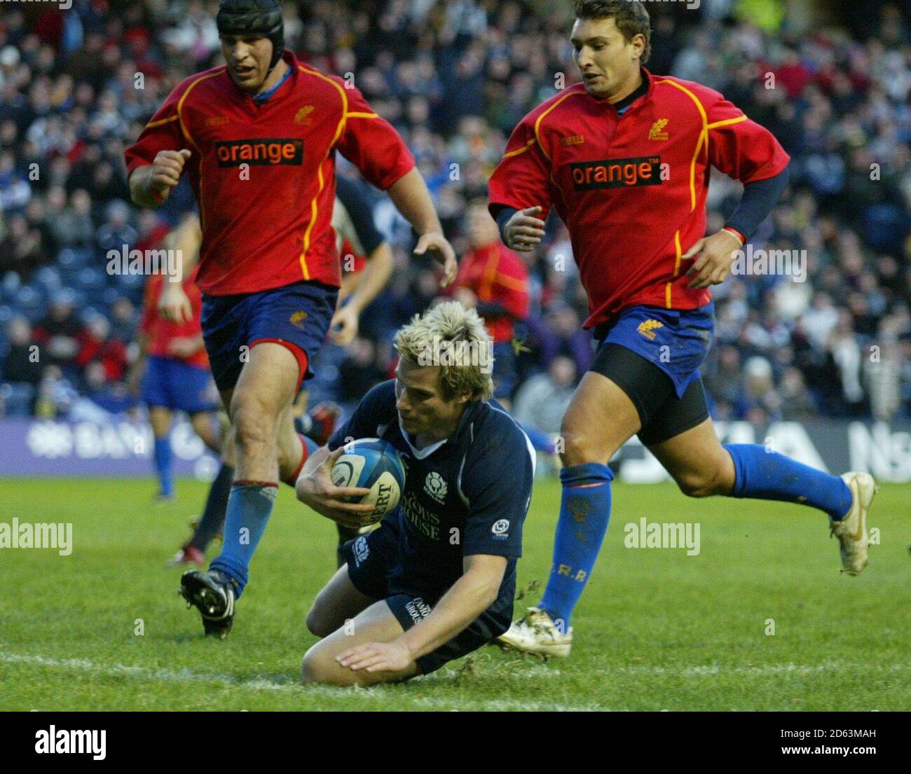 Scotland's Phil Godman scores a try against Romania Stock Photo - Alamy