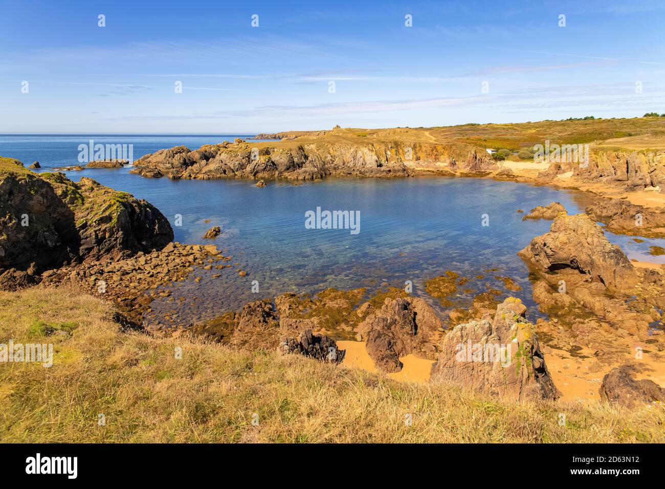 Yeu island in France, beautiful landscape, the coast with cliffs and ...