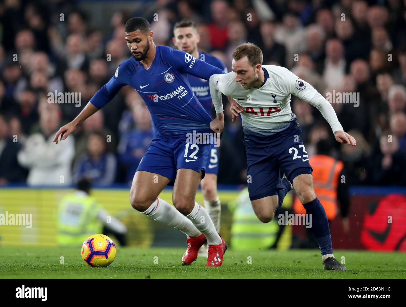 Chelsea's Ruben Loftus-Cheek is held back by Tottenham Hotspur's ...