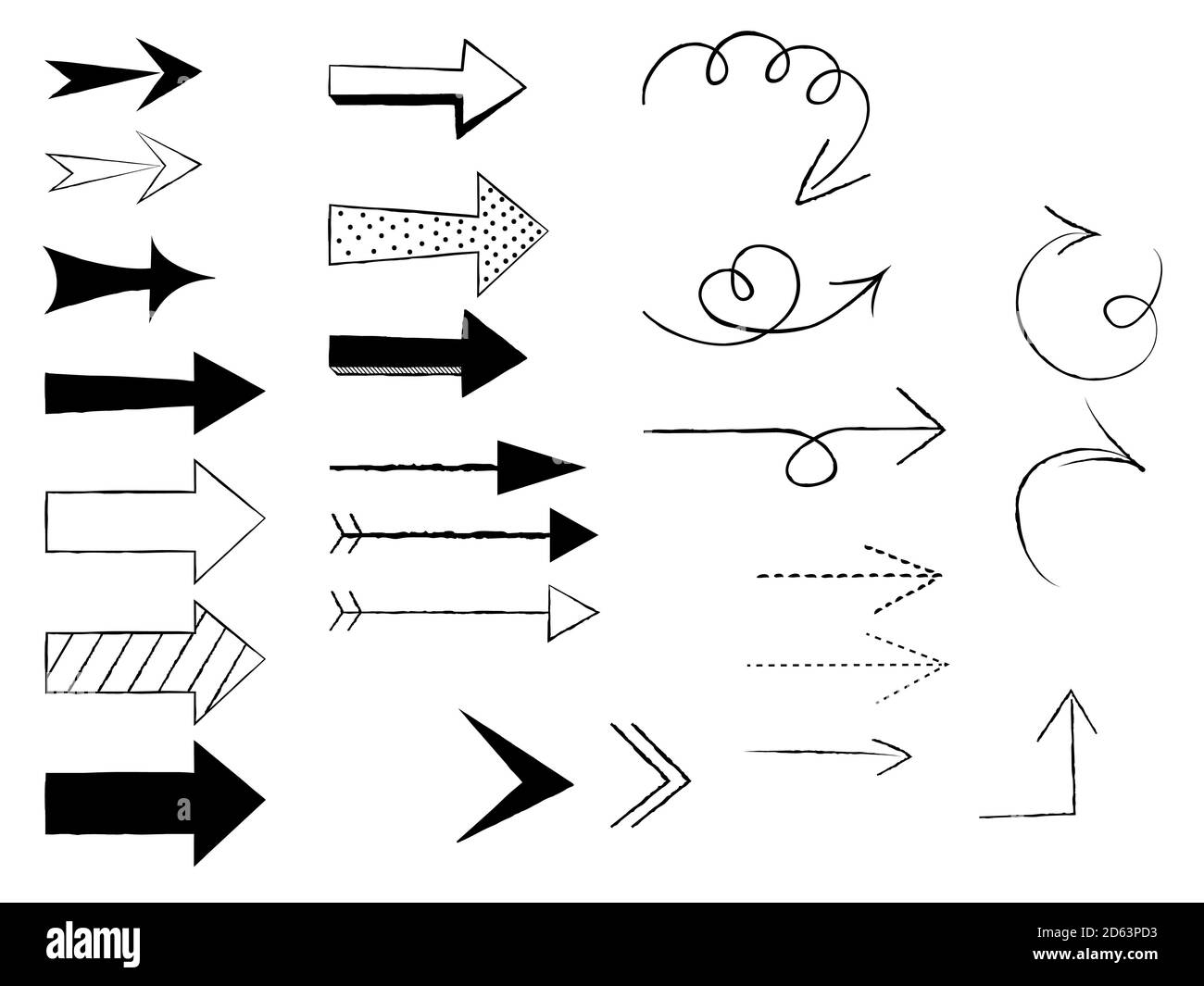 Doodle arrows on white background. Vector illustration Stock Vector ...