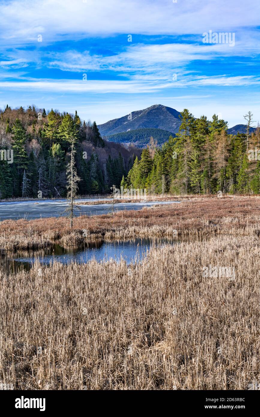 Early spring ice on Cherry Patch Pond and Whiteface Mountain ...