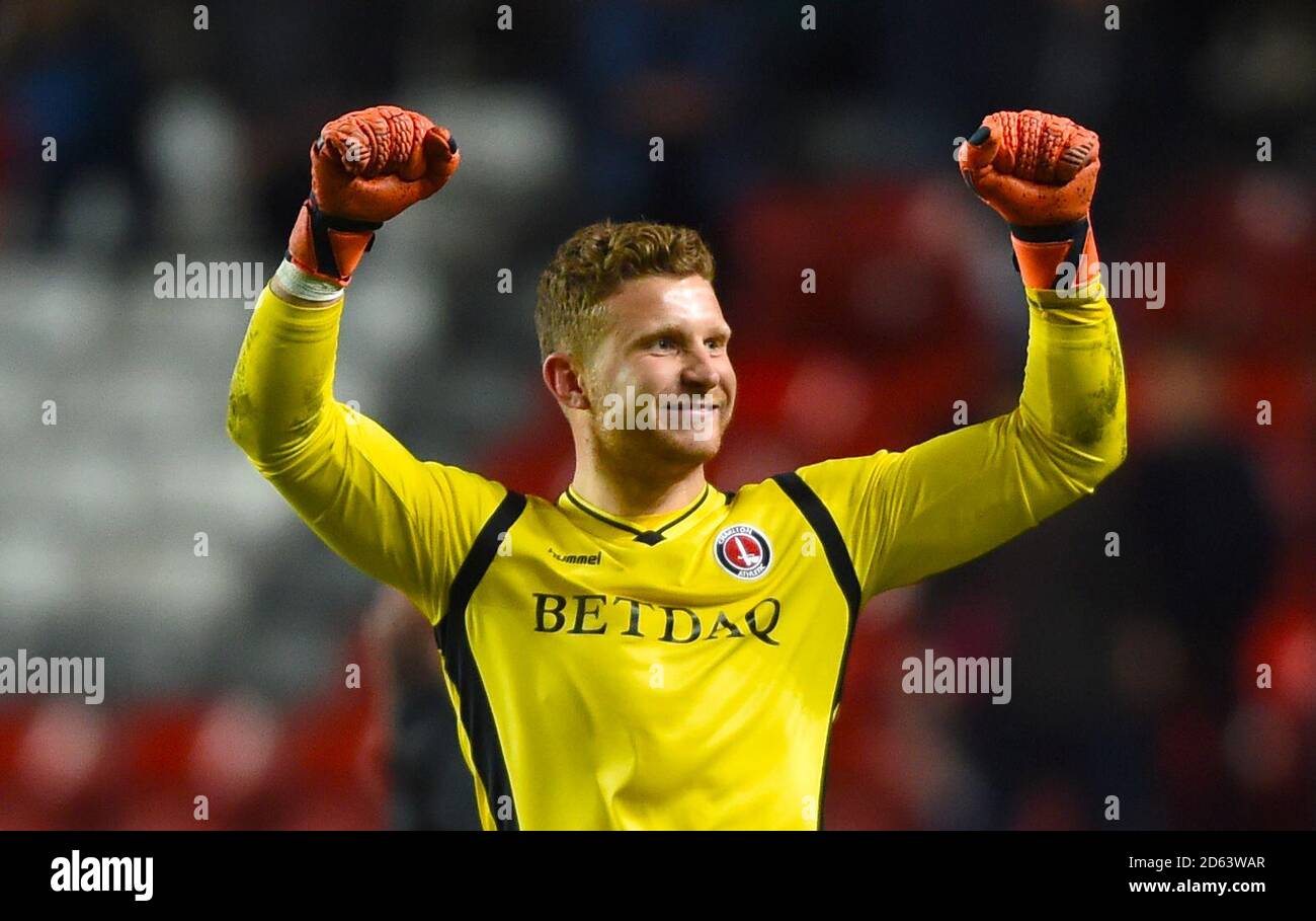 Charlton Athletic goalkeeper Dillon Phillips celebrates after the final ...
