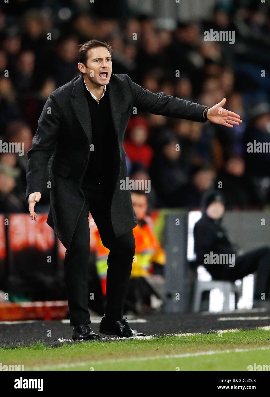 Derby County manager Frank Lampard gestures on the touchline Stock ...