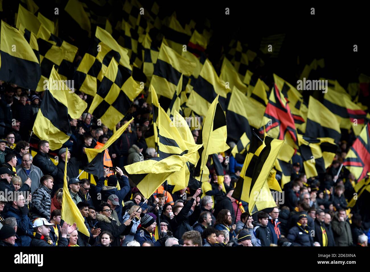 Watford fans show their support from the stands Stock Photo - Alamy