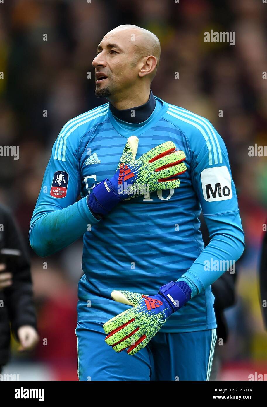 Watford goalkeeper Heurelho Gomes after the final whistle Stock Photo ...