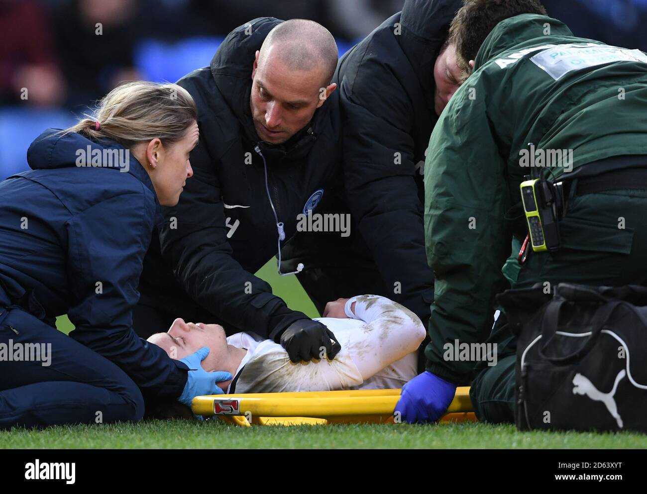 Coventry City's Luke Thomas is treated for an injury Stock Photo - Alamy
