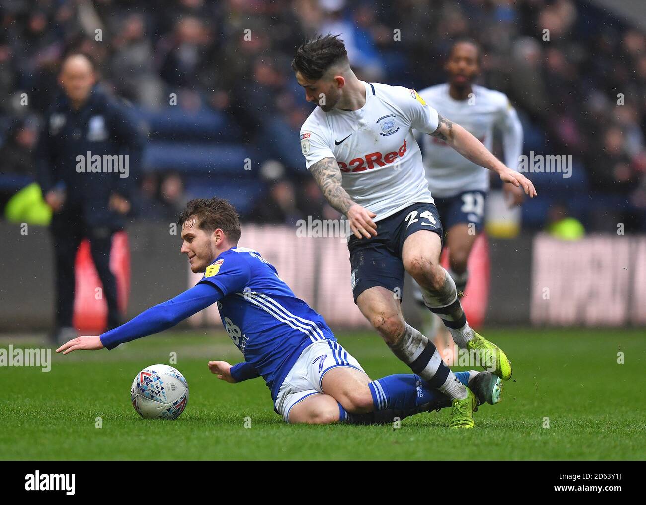 Birmingham City's Connor Mahoney is fouled by Preston North End's Sean ...