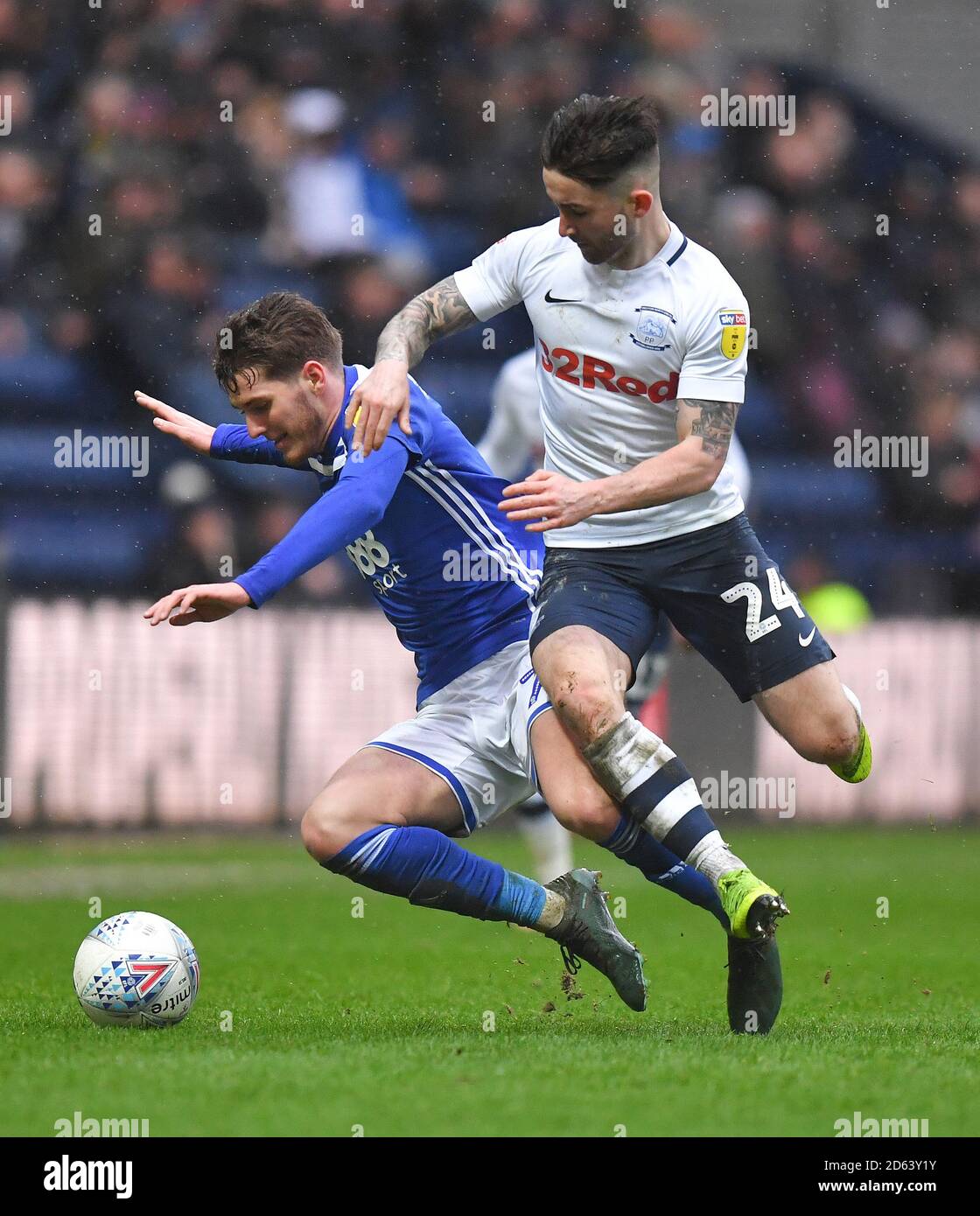 Birmingham City's Connor Mahoney is fouled by Preston North End's Sean ...