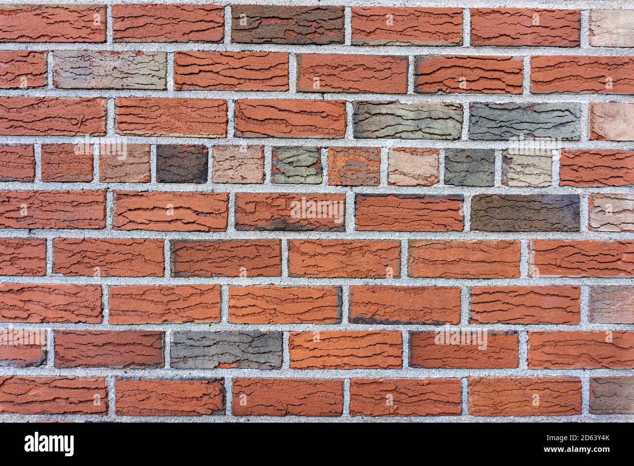 Close up of a red brick wall texture for background. Weathered light ...