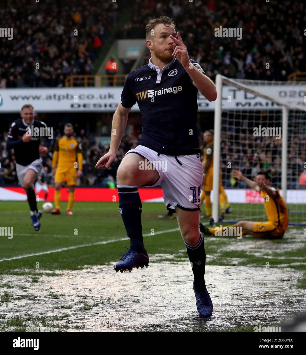 Millwall's Alex Pearce celebrates after he scores to make it 1-0 Stock ...