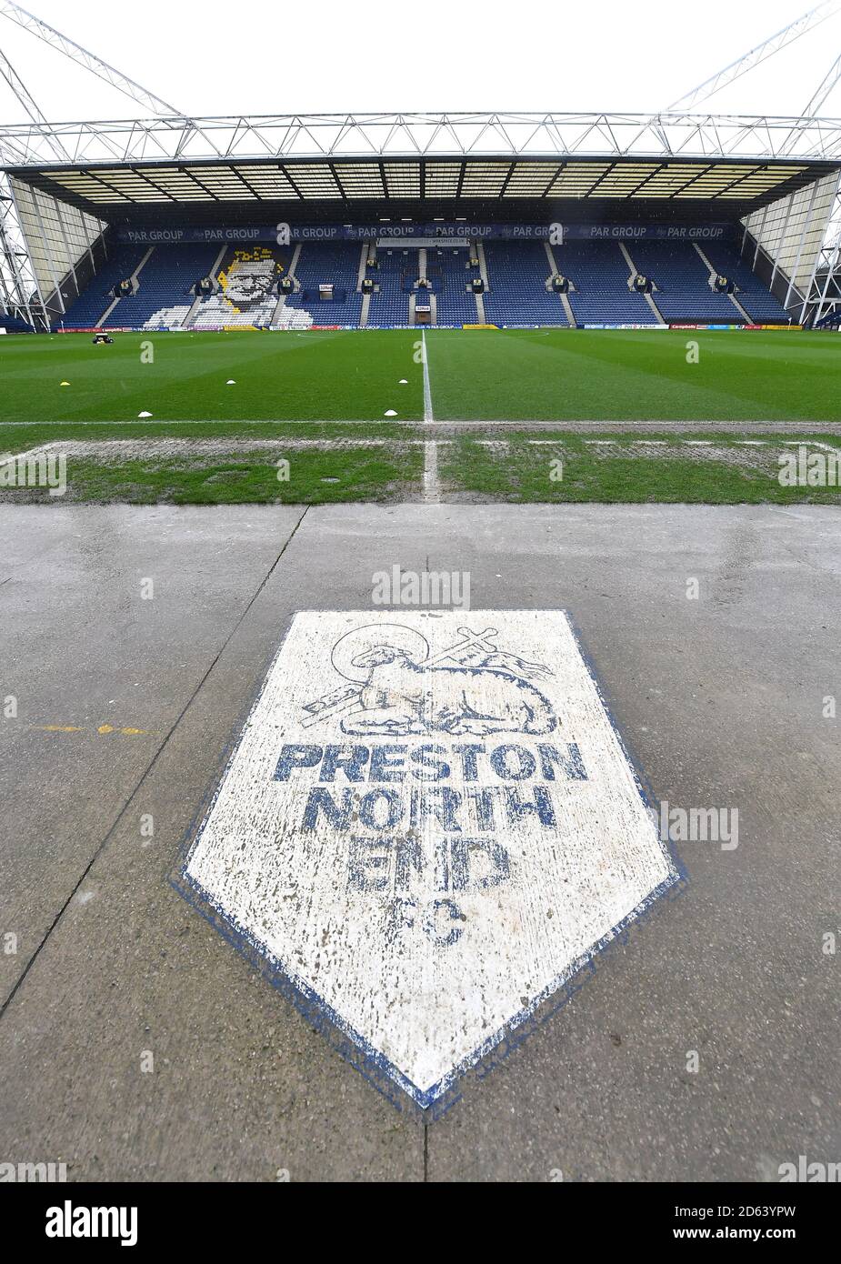 General view of the rain covered stadium before the game Stock Photo ...