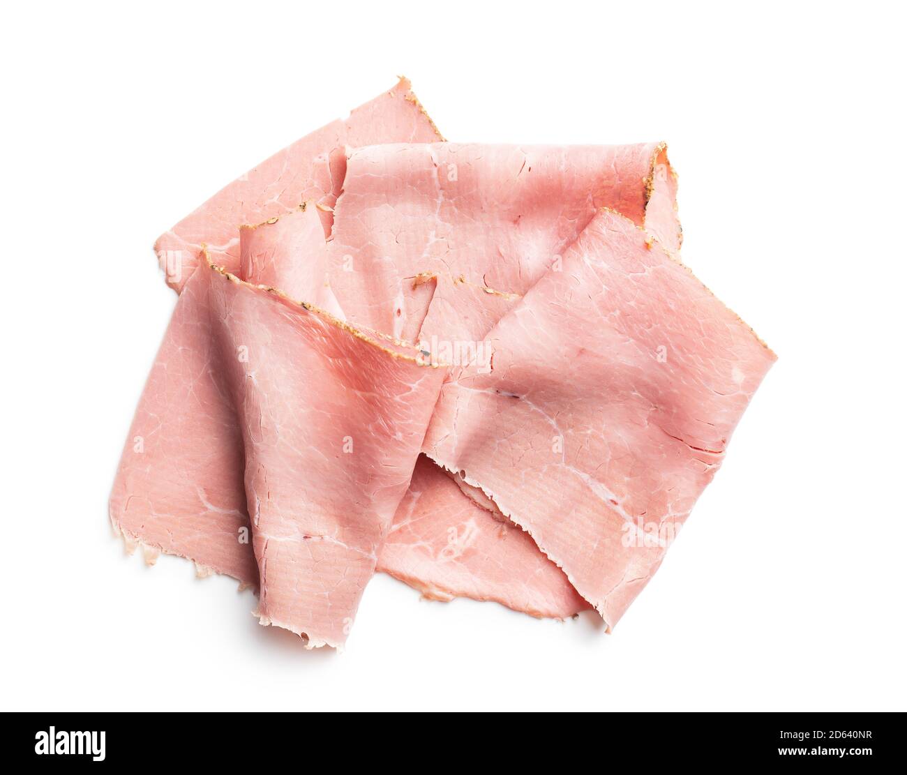 Sliced beef ham isolated on white background Stock Photo - Alamy