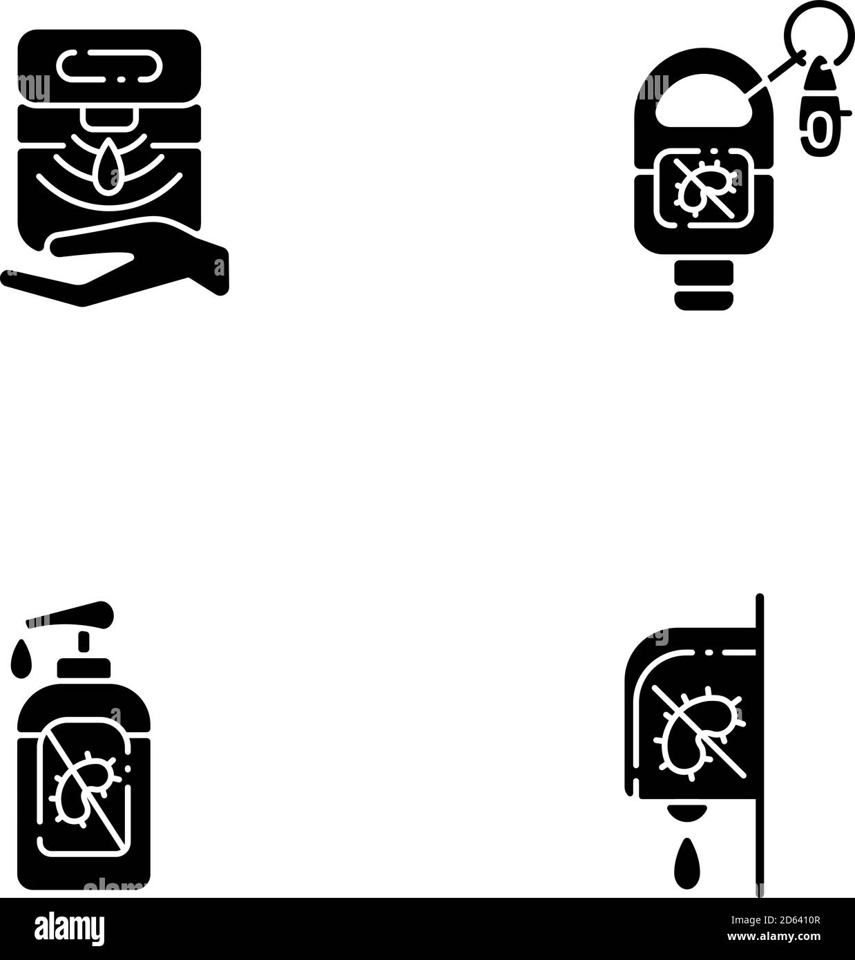 Hygienic hand sanitizers black glyph icons set on white space Stock ...