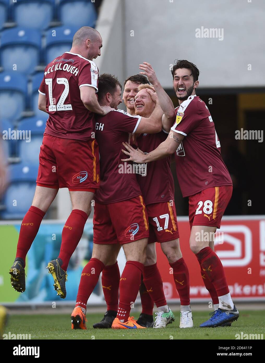 Tranmere Rovers David Perkins (facing) celebrates scoring his side's ...