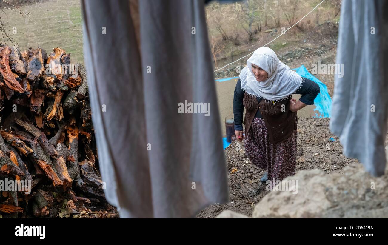 Bitlis, Turkey - March 2020: Turkish woman in traditional clothes ...