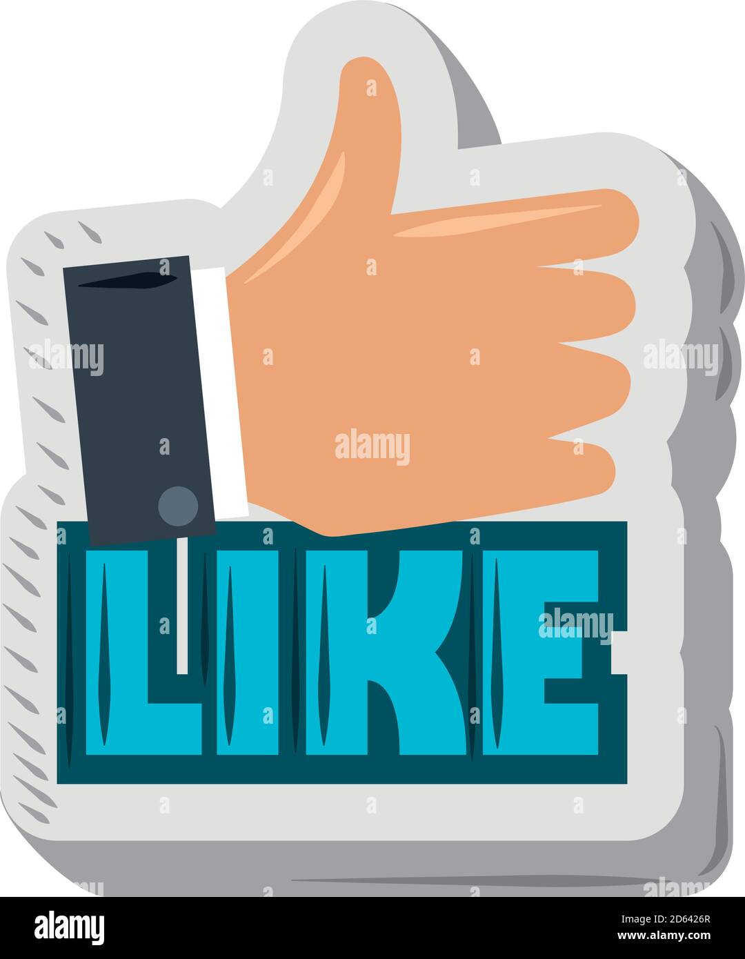 hand like approval sticker funny cartoon design vector illustration ...