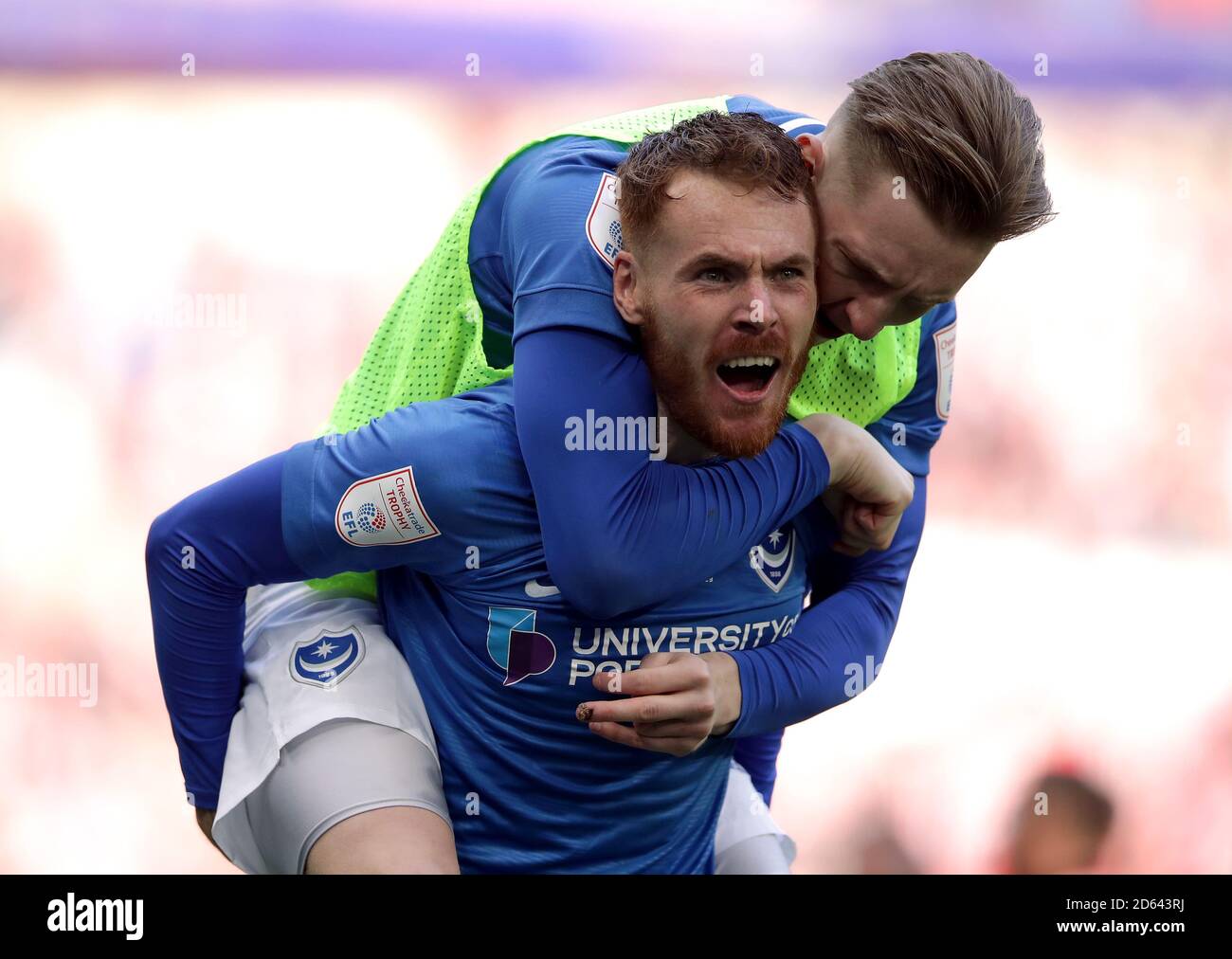 Portsmouth's Tom Naylor celebrates after winning the Checkatrade Trophy ...